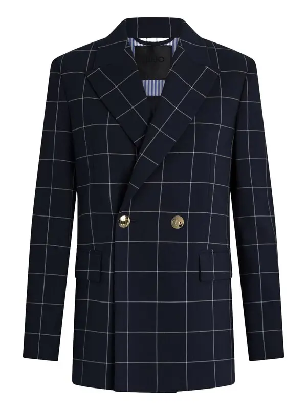 Liu Jo Double-breasted Checked Blazer - Blue