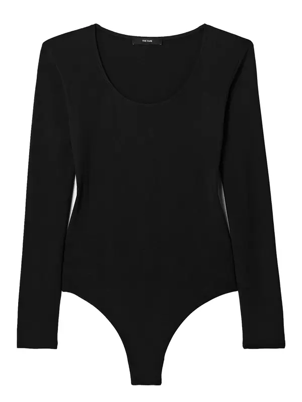 THE PARK Stretch-tencel Lyocell Thong Bodysuit - Black