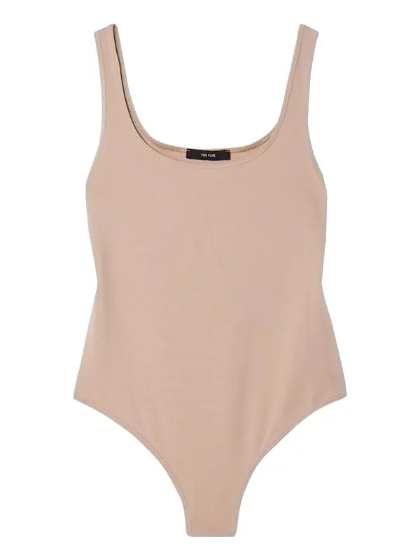 THE PARK Lisa Stretch-tencel Lyocell Thong Bodysuit - Neutrals
