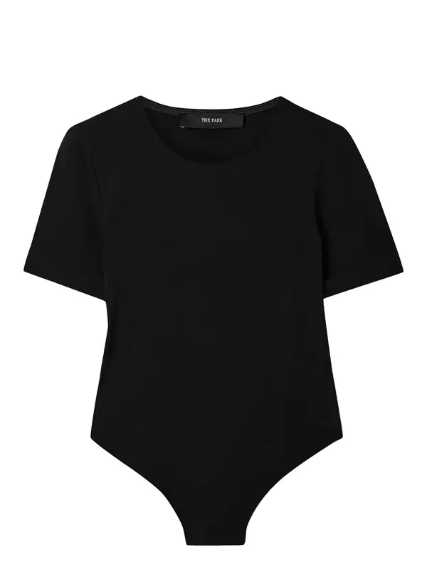 THE PARK Penny Stretch-tencel Lyocell Thong Bodysuit - Black