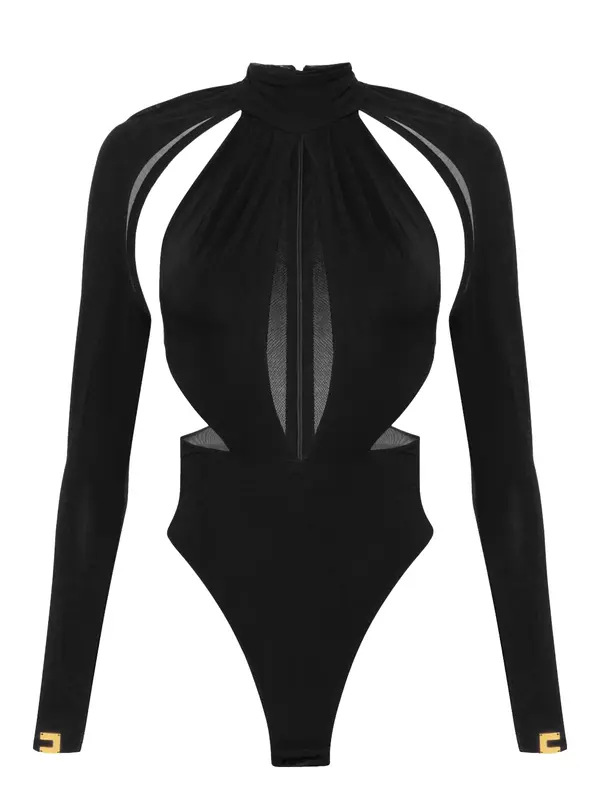 Elisabetta Franchi Cut-out Jersey Bodysuit - Black