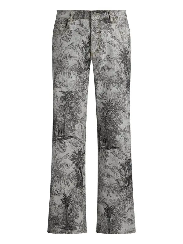 Etro Jacquard Wide-leg Jeans - Grey