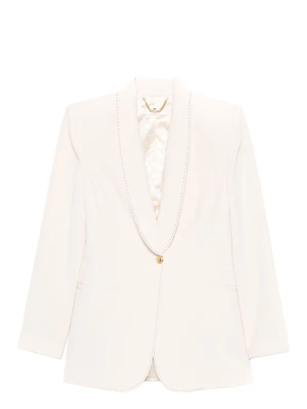 Elisabetta Franchi Crepe Blazer With Contrast Stitch - Neutrals