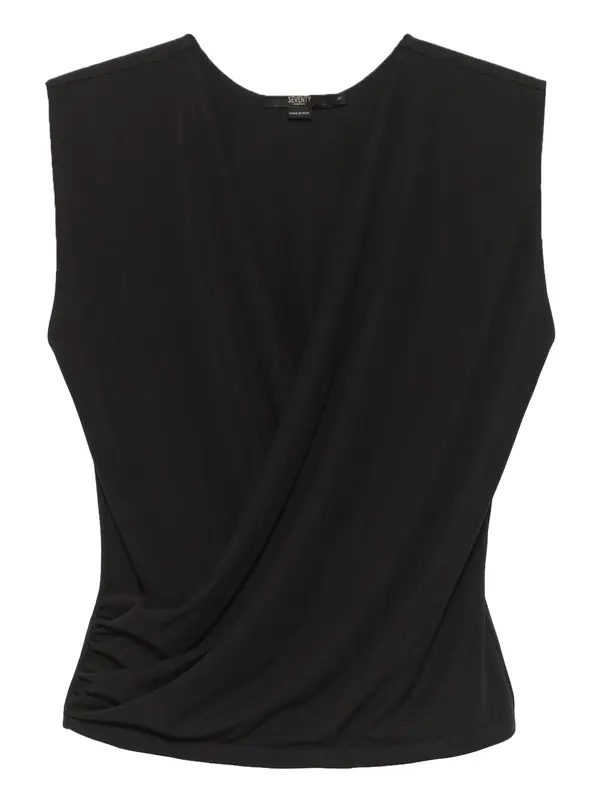 Seventy Draped-detail Top - Black