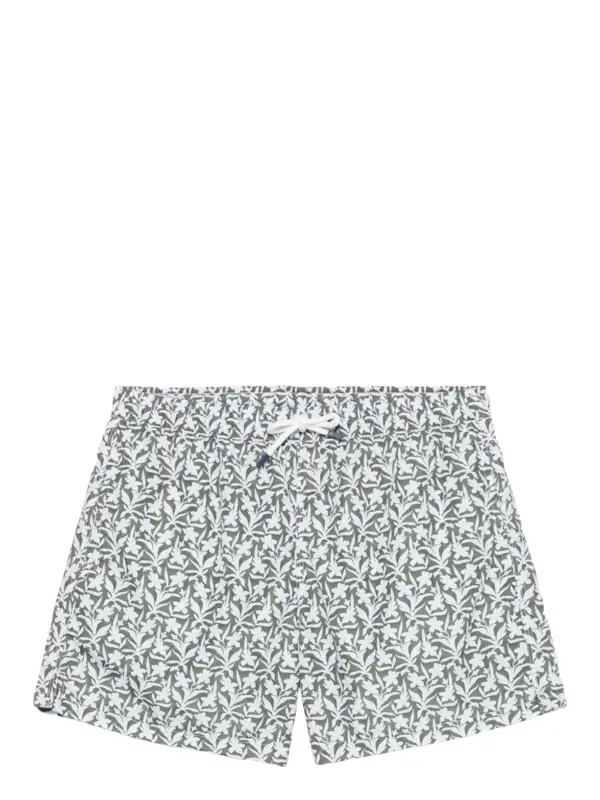 Fedeli Floral-print Swim Shorts - Green