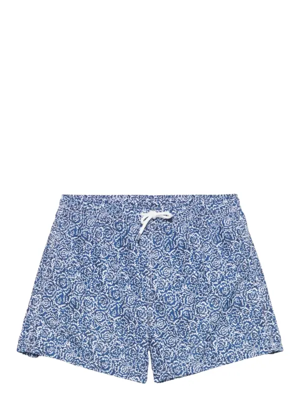Fedeli Floral-print Swim Shorts - Blue
