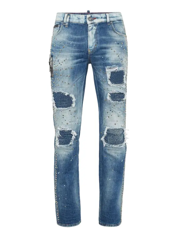 Philipp Plein Stud-embellished Jeans - Blue