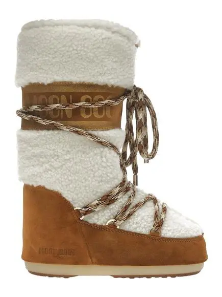 Moon Boot Icon Shearling Boots - Whisky Blue/off White