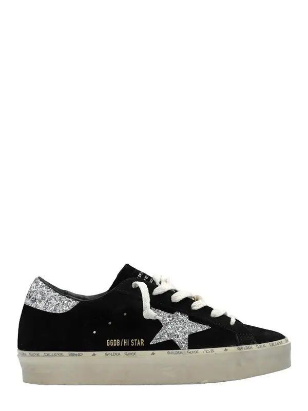 GOLDEN GOOSE Hi Star Suede Glitter Sneakers - Black/silver