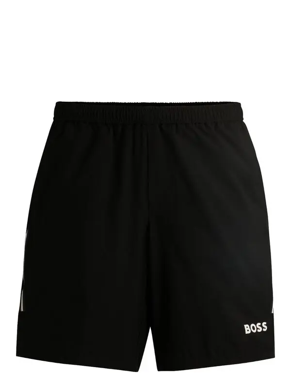 BOSS Logo-print Track Shorts - Black