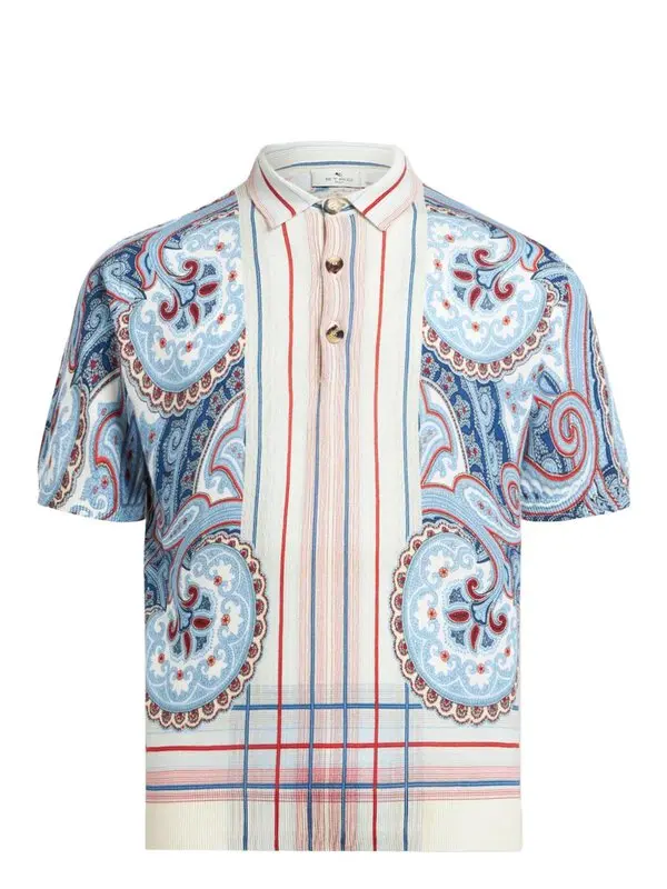 Etro Paisley-print Polo Shirt - Blue