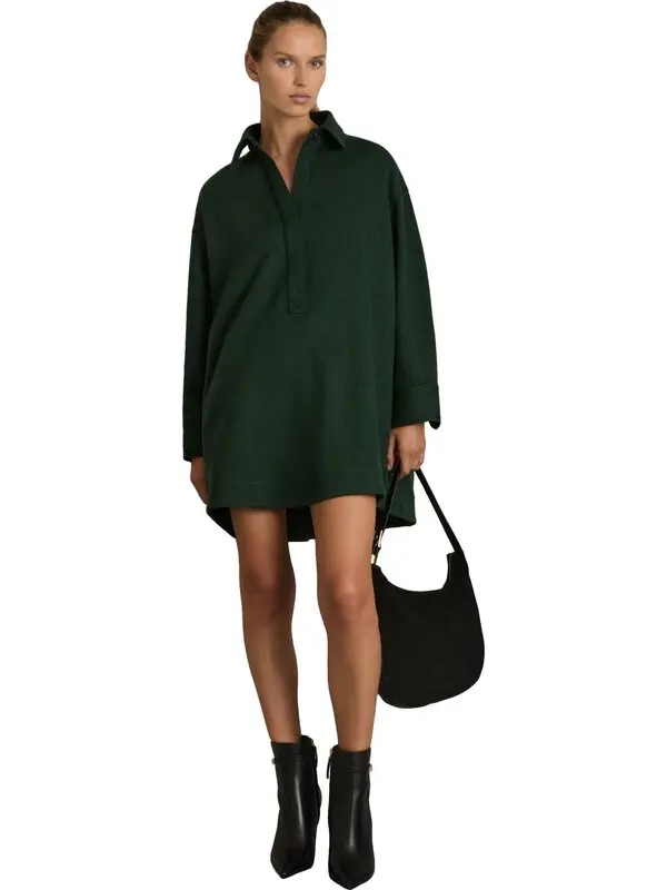 REISS Lauren Wool Blend Shirt Dress - Green