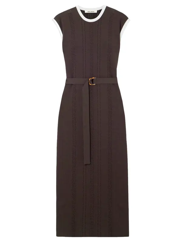WALES BONNER Rhyme Pointelle-knit Midi Dress - Brown