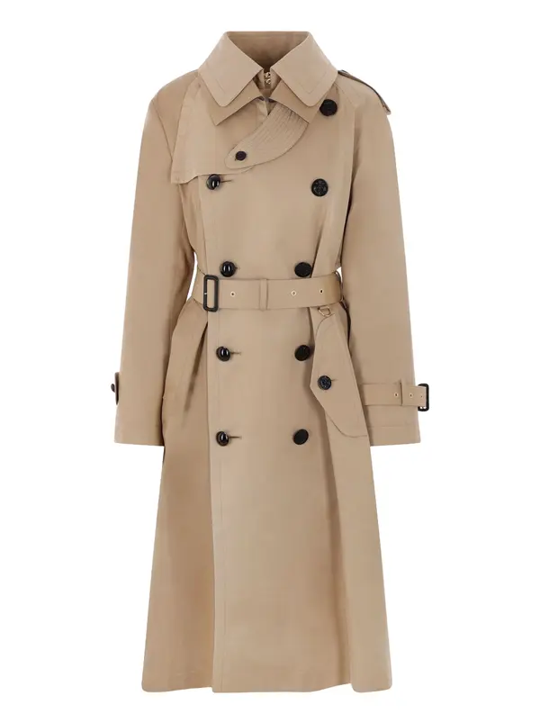 Sacai Double-breasted Twill Trench Coat - Neutrals