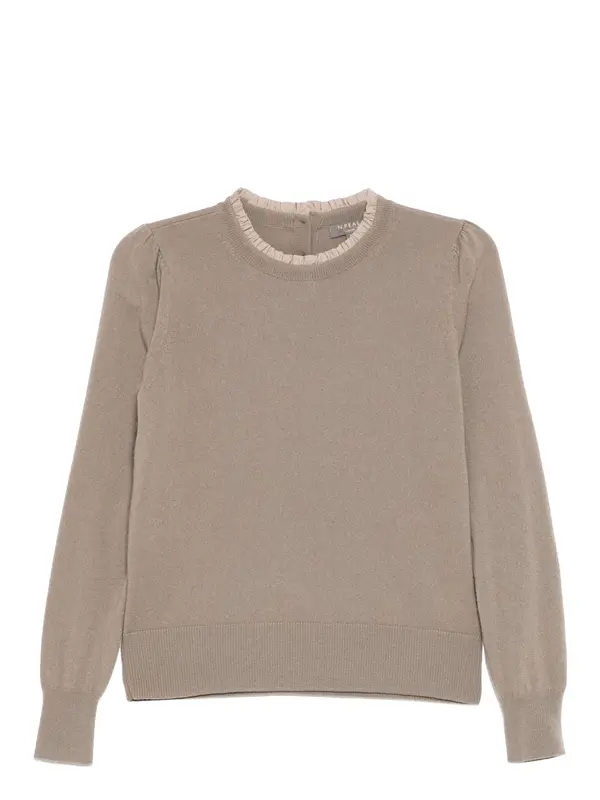 N.peal Woven Ruffle Sweater - Brown