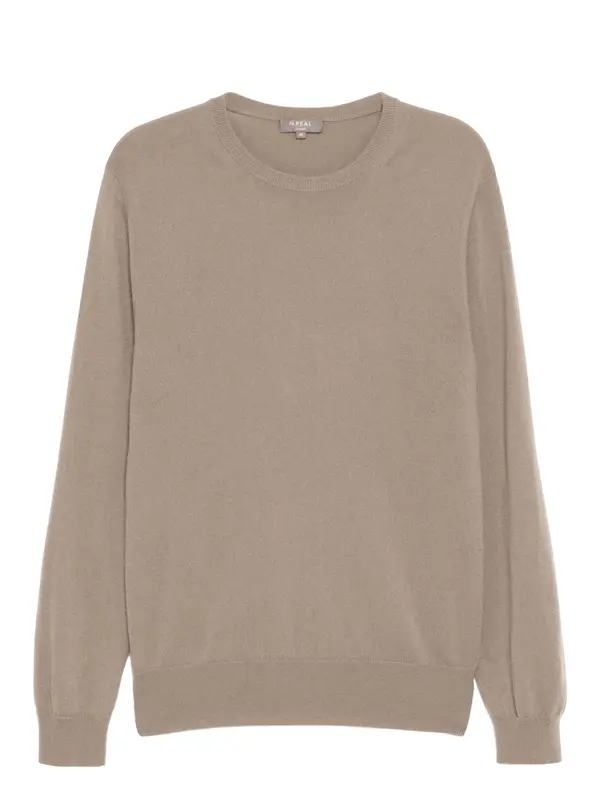 N.peal Oxford Round Neck Jumper - Brown
