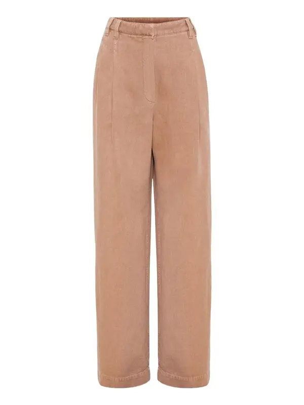 Brunello Cucinelli Pleated Wide-leg Trousers - Brown
