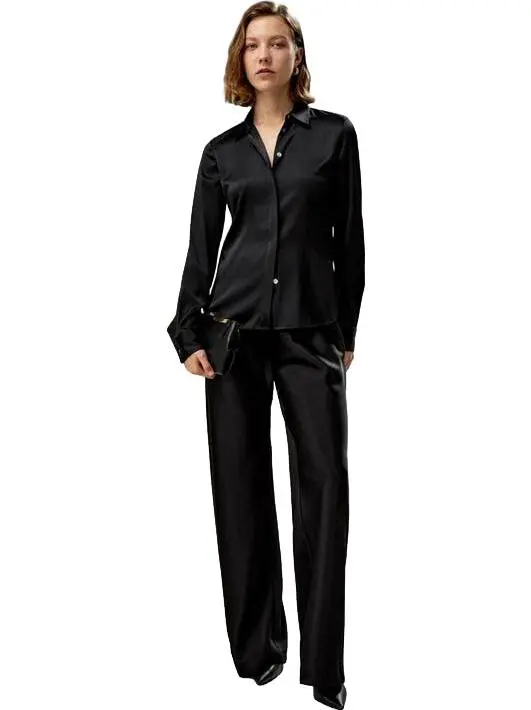 Lilysilk Stretch Silk Fitted Shirt - Black