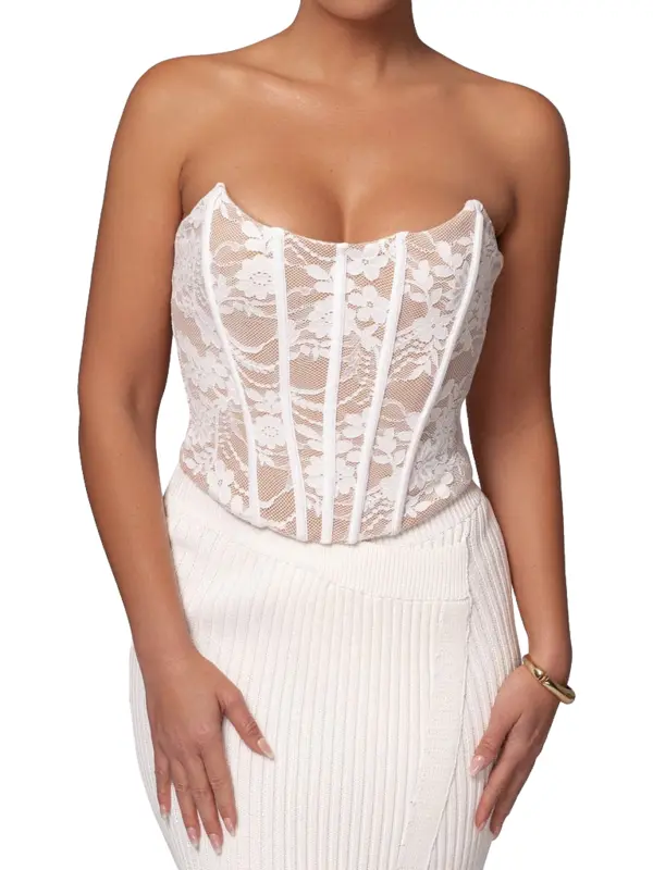 JLUXLABEL Rosemere Lace Bustier Top - White