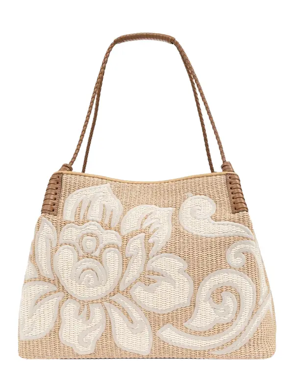 Etro Logo Embroidered Tote Bag - Neutrals