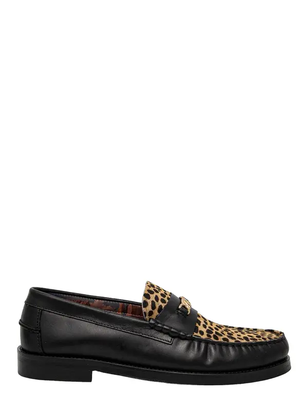 NAKED WOLFE Roma Leopard Print Loafers - Black