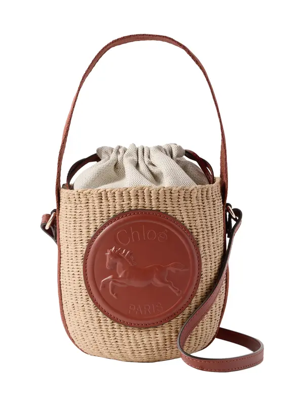 Chloé Horse Medal Basket Raffia Tote - Brown