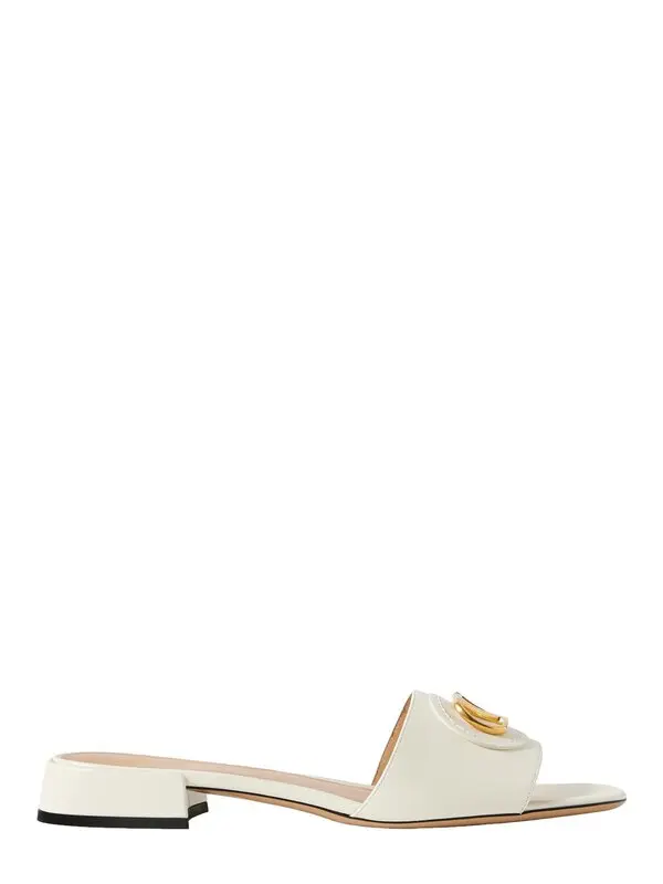 Valentino Garavani Vlogo Embellished Leather Slides - Ivory