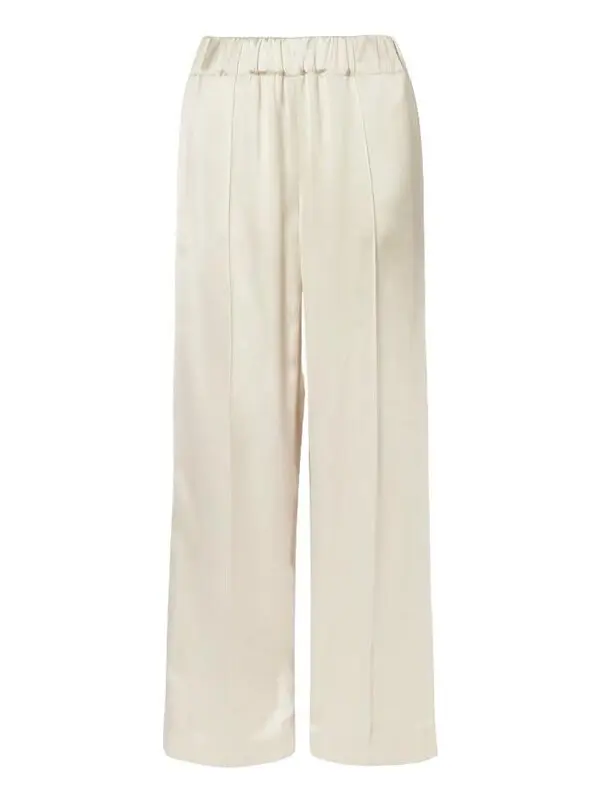 Another Tomorrow Pleated Straight-leg Track Pants - Cream