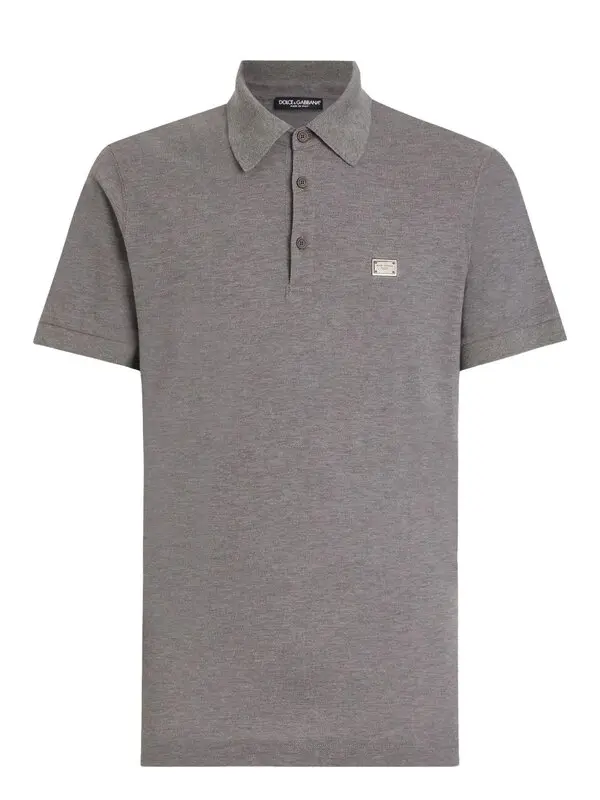 Dolce & Gabbana Logo-plaque Polo Shirt - Grey