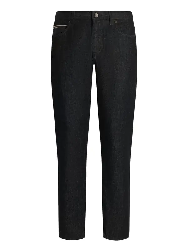 Dolce & Gabbana Straight-leg Jeans With Logo Plaque - Black