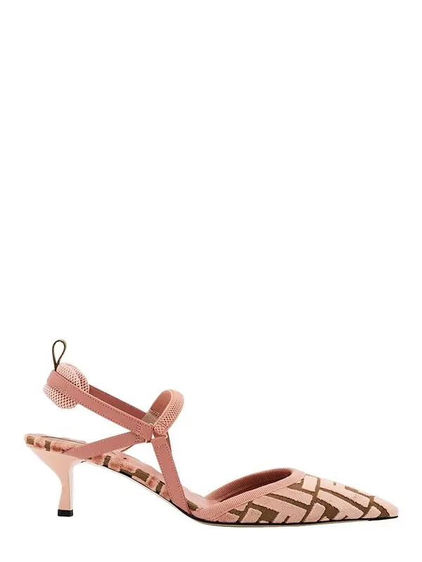 Fendi Colibri Ff Tapestry Slingback Kitten Heel Pumps - Pink