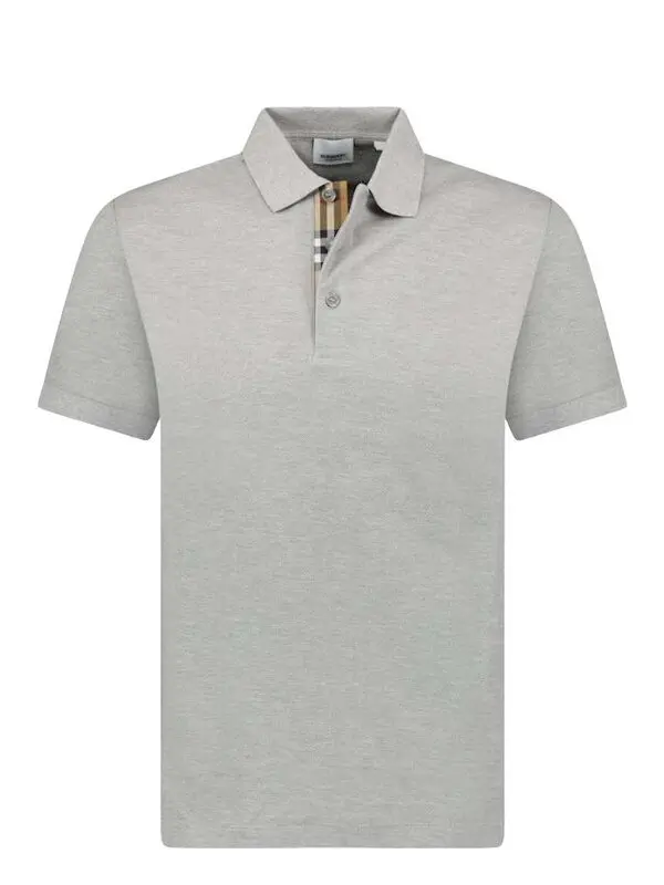 Burberry Hartford Check Placket Polo Shirt - Grey