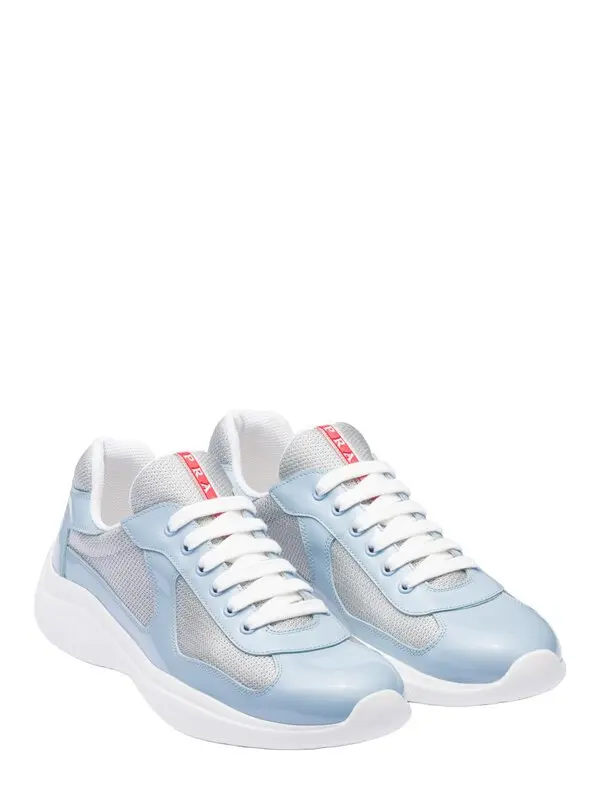 Prada Patent Leather And Technical Fabric America's Cup Sneakers - Light Blue