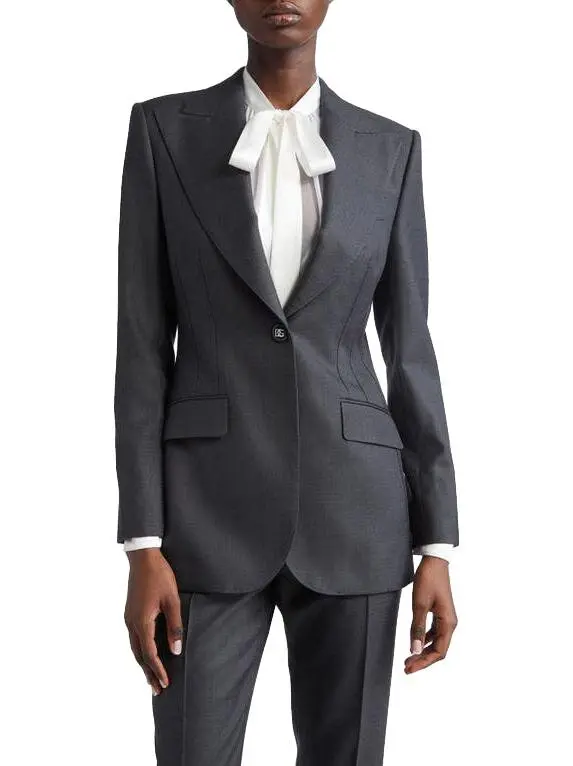 Dolce & Gabbana Turlington Single-breasted Virgin Wool Blazer - S8290 Melange Grigi