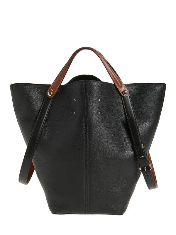 MAISON MARGIELA Medium Dress-age Leather Tote - Black/ Chestnut/ Black