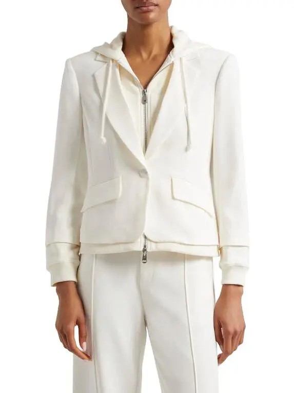 Cinq À Sept Le Petite Khloe Zip-up Hoodie Blazer - Ivory/ Ivory