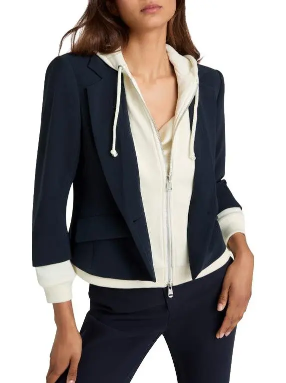 Cinq À Sept Le Petite Khloe Zip-up Hoodie Blazer - Navy/ivory