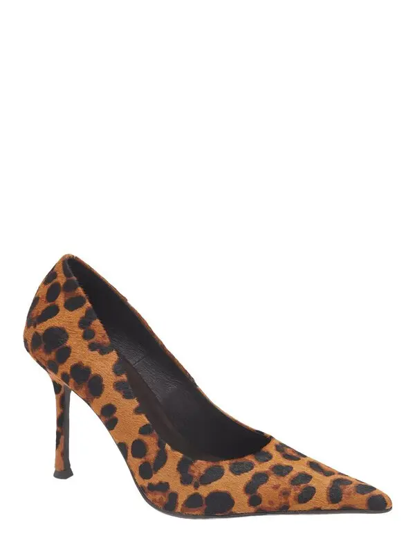 Jeffrey Campbell Risktake Calf Hair Pointed Toe Pump - Tan Brown Cheetah