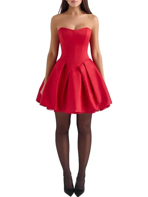 House Of Cb Salome Corset Mini Dress - Haute Red