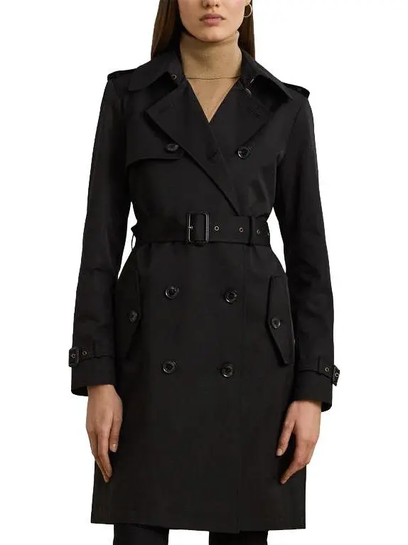 Ralph Lauren Belted Double-breasted Trench Coat - Black