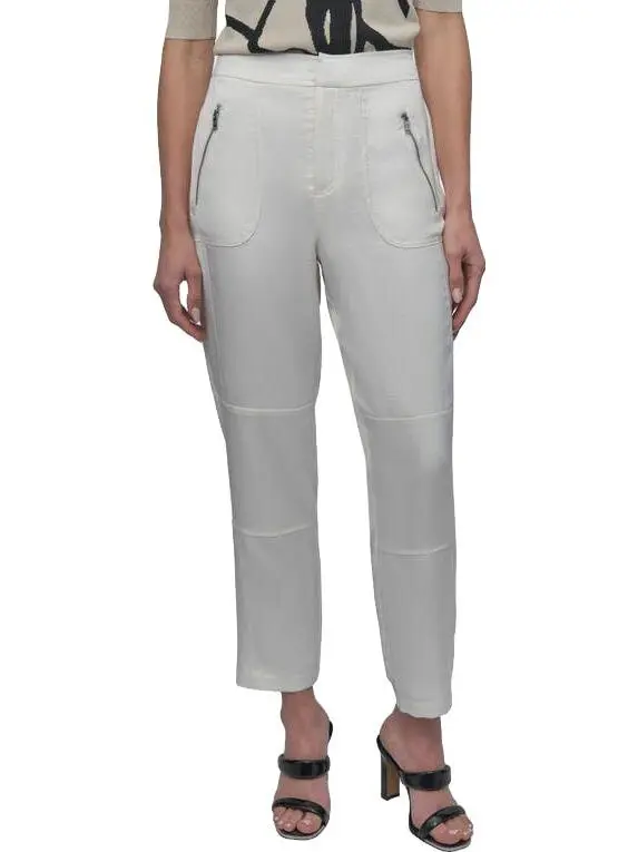 Dkny Zip Pocket Ankle Length Satin Trousers - Ivory