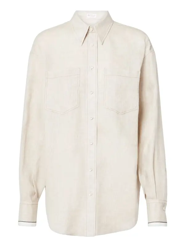 Brunello Cucinelli Linen Polo Shirt - Beige