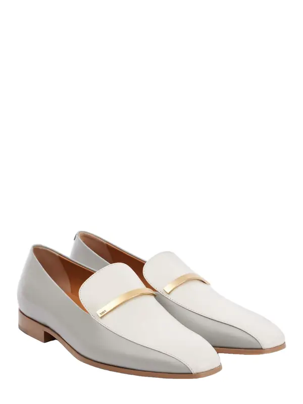 TOD'S Paneled Leather Loafers - Grey