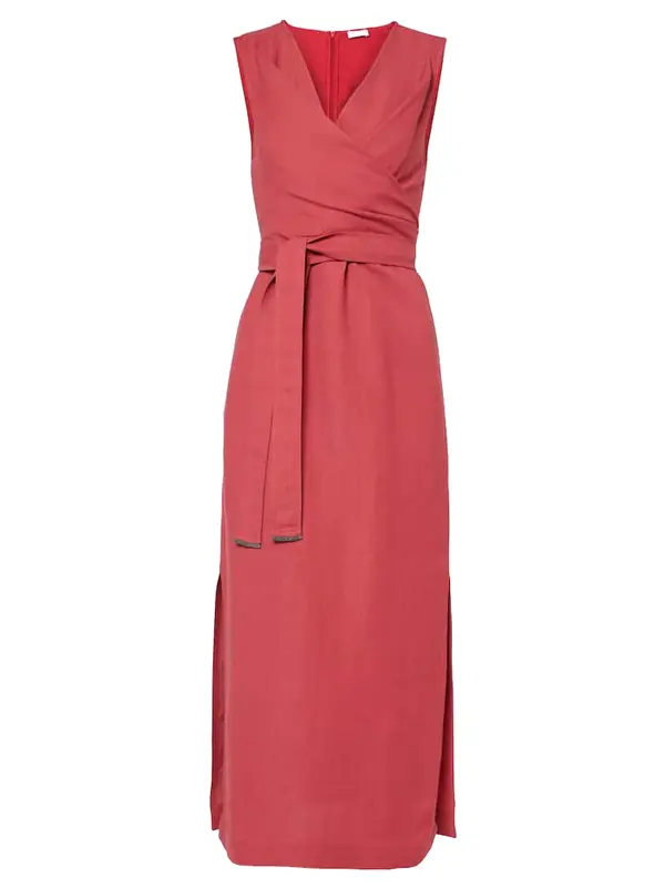 Brunello Cucinelli Gathered Midi Dress - Red
