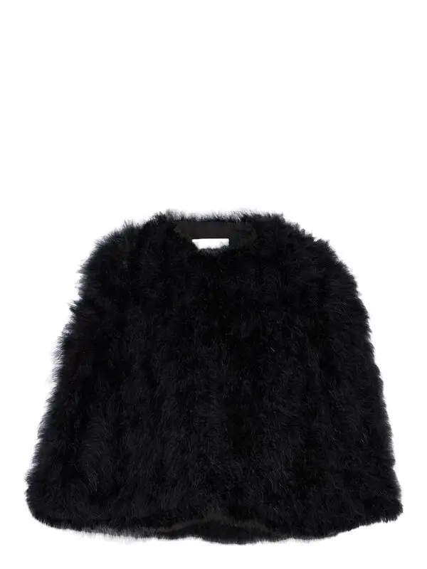 YVES SALOMON Faux Fur Cape - Black