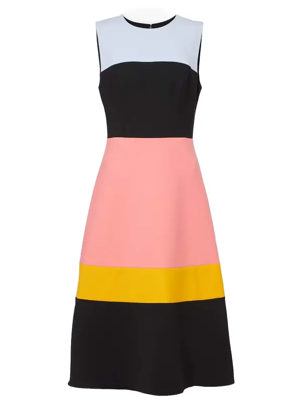Carolina Herrera Colorblocked Wool-blend Midi Dress - Multicoloured