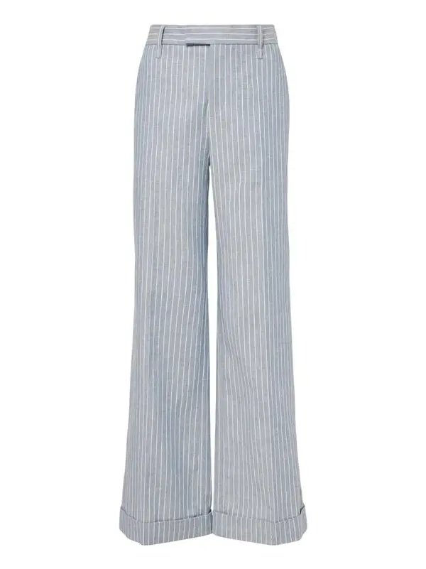 Brunello Cucinelli Linen And Cotton-blend Wide-leg Pants - Blue
