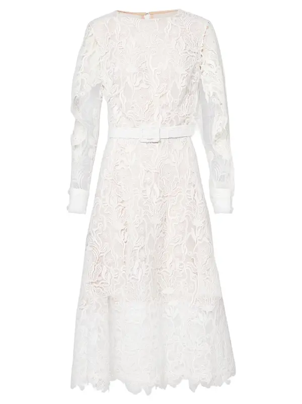 Oscar De La Renta Floral Lace Cocktail Dress - White