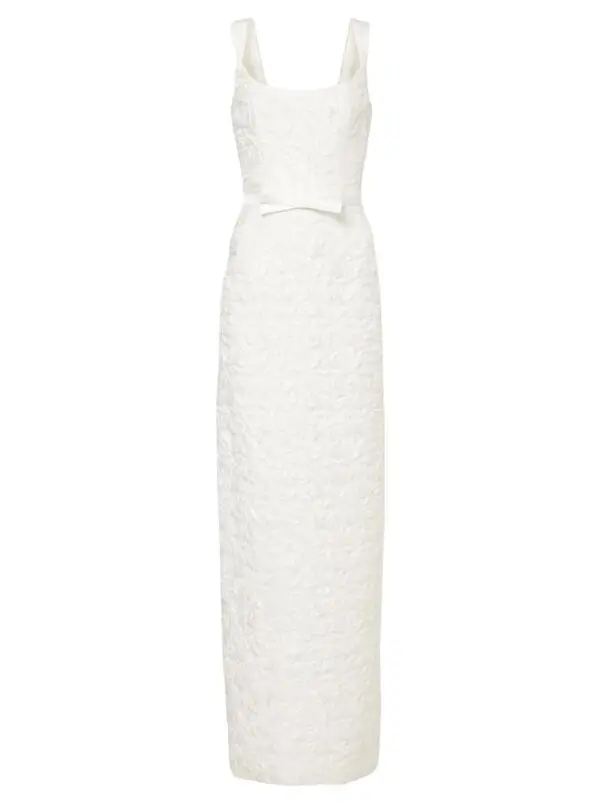 MARKARIAN Floral Jacquard Gown - White
