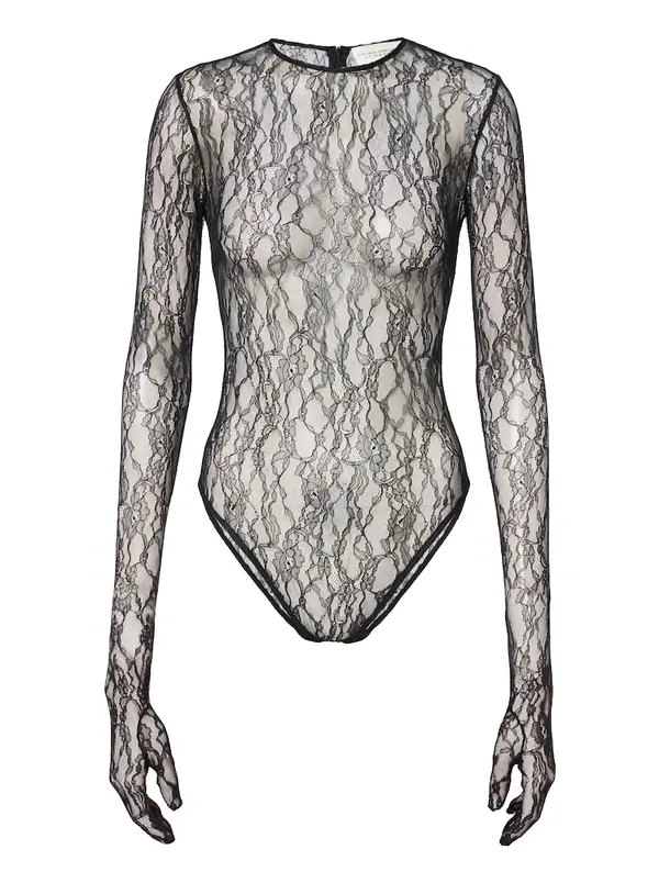 THE NEW ARRIVALS ILKYAZ OZEL Deya Lace Bodysuit - Black